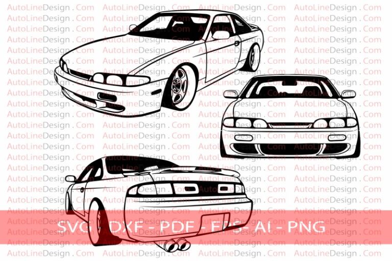Bundle JDM car Nissan Silvia Vector of S14 Clipart Digital Download