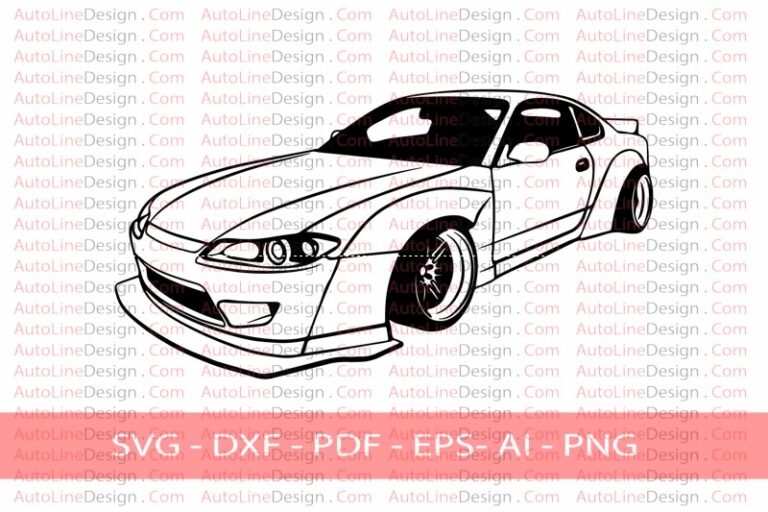 JDM car Nissan Silvia S15 Vector Clipart Graphic Art Digital Download
